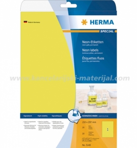 Herma etikete Superprint 210x297mm A4/1 20L neon-žuta