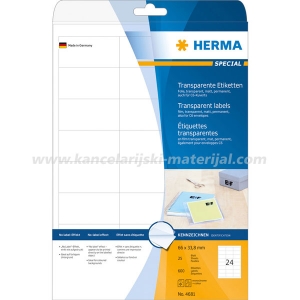 Herma etikete PROVIDNE 66x33.8mm A4/24 25L