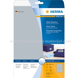 Herma SREBRNA nalepnica Superprint 210x297mm, 25 lista