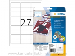 Herma sigurnosne etikete 63x29mm A4/27 1/25 bela