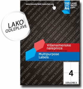 TEKMOS univerzalna LAKO ODLEPLJIVA nalepnica 105x148.5mm A4/4 100L