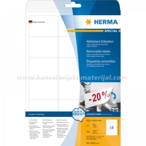 Herma etikete Superprint 63x46.6mm A4/18 1/25 removable
