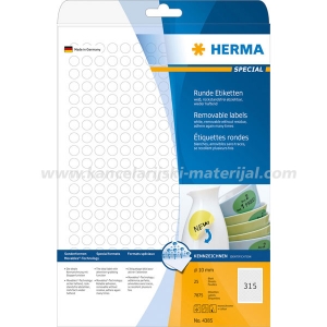 Herma etikete Superprint Ø10mm A4/315 1/25 removable