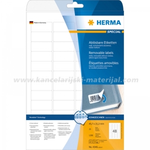 Herma etikete Superprint 45x21.2mm A4/48 1/25 removable