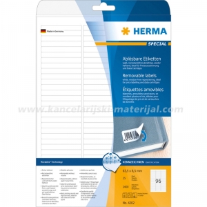 Herma etikete Superprint 63x8.5mm A4/96 1/25 removable