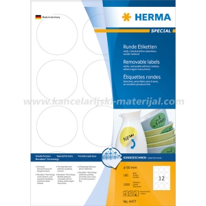 Herma etikete Superprint Ø60 mm A4/12 1/100 bela