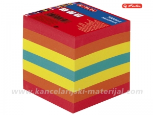 HERLITZ lajmovana papirna kocka za beleške 9x9cm MIX boje