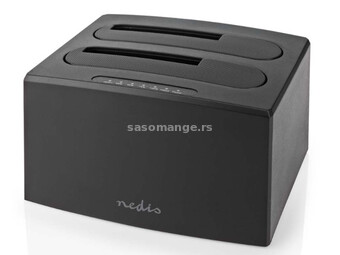 HDDUDB3210BK Nedis USB 3.2 DUPLI docking station za 2.5/3.5 SATA hard diskove, Kloniranje max 8TB