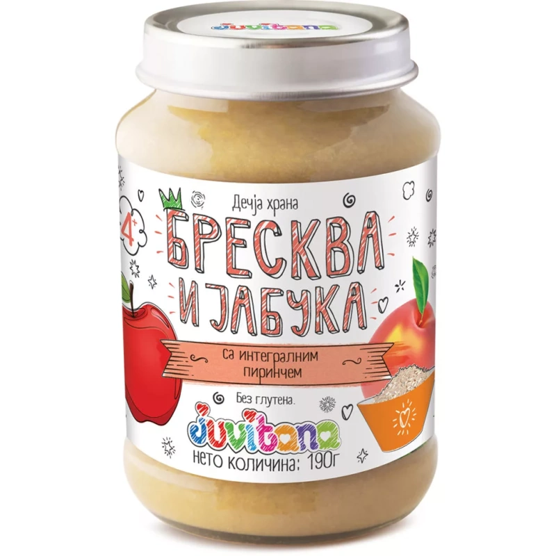 Juvitana kašica breskva + jabuka + integralni pirinač 190g