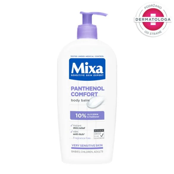 Mixa Panthenol Comfort umirujući balzam za telo za osetljivu kožu za bebe, decu i odrasle 400ml