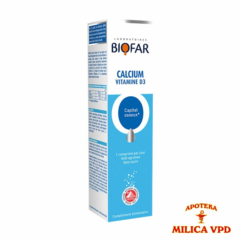 Kalcijum vitamin D3 Biofar, šumeće tablete A 20