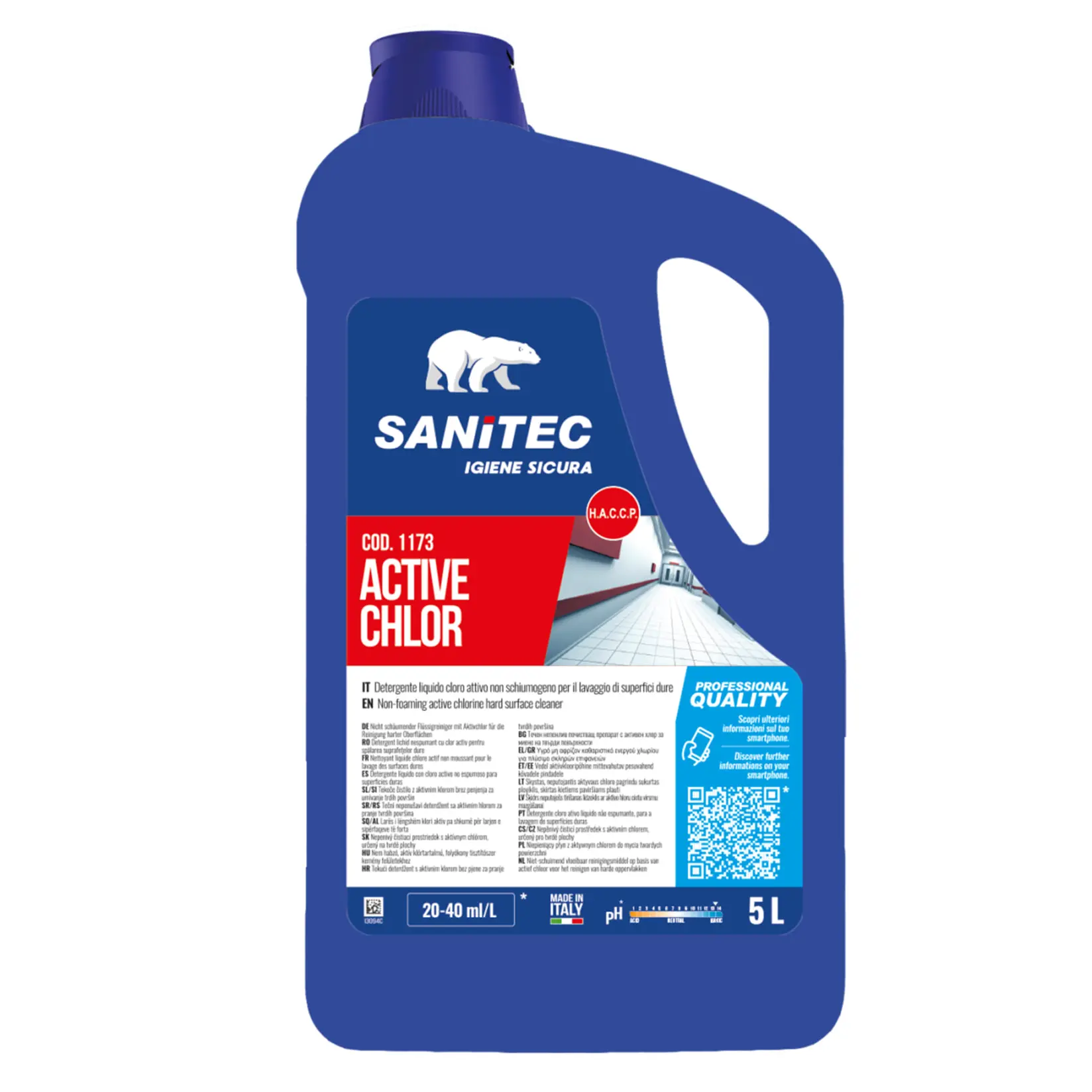 SANITEC Sredstvo za čišćenje tvrdih površina Active Chlor 5l