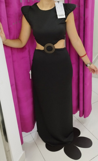 PS fashion crna dugačka haljina