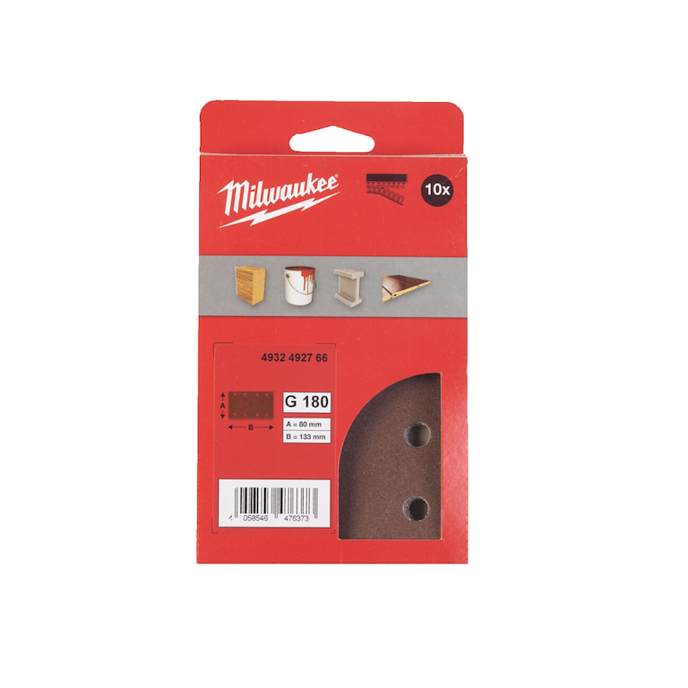 Milwaukee Pravougaoni brusni papiri za vibracionu brusilicu, 93 x 185 mm, G 60, 10 kom, 4932492258