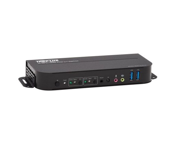 Tripp Lite 2-Port HDMI/USB KVM Switch 4K 60 Hz, HDR, HDCP 2.2, IR, USB Sharing, USB 3.0 Cables
