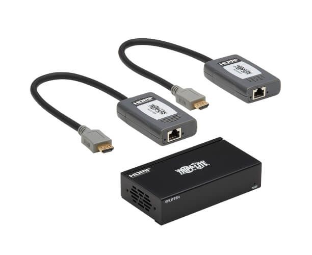 Tripp Lite 2-Port HDMI over Cat6 Extender Kit, Splitter/2x Pigtail Receivers - 4K 60 Hz, HDR, 4:4:4, PoC, 230 ft. (70.1 m), TAA