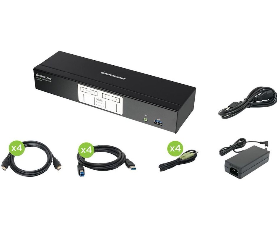Iogear 4-Port 4K KVM with HDMI Connection, USB and Audio