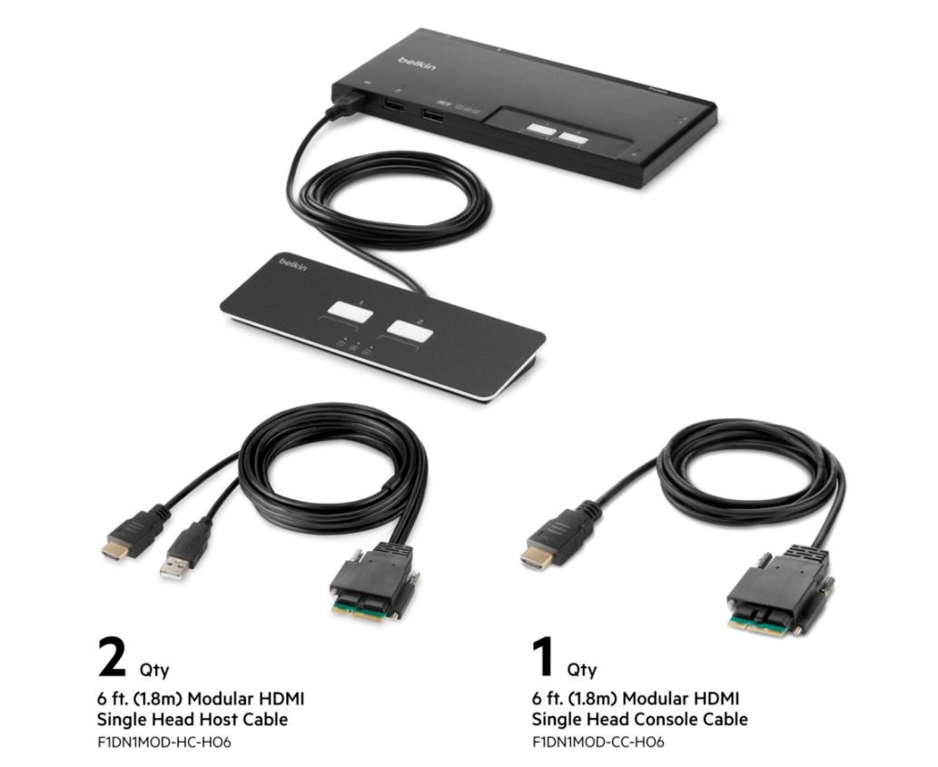 Belkin 2-Port Single Head HDMI Modular Secure KVM Switch PP4.0 W/Remote
