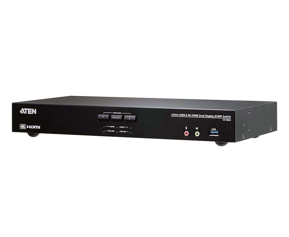 Aten 2-Port USB 3.0 4K HDMI dual-display KVMP switch