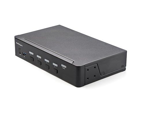 Sartech 4 Port HDMI KVM Switch with 2 Port USB 3.0 Hub 5Gbps - Hotkey/Push Button - Ultra HD 4K 60Hz HDR10 HDMI 2.0 (3840x2160) - HDCP 2.2 - EDID, HDCP Emulation - Front Facing USB 3.0 Port - 4x U...