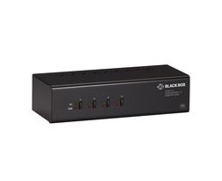 Black Box KVM Switch - 4-Port, Dual-Monitor, Mixed DisplayPort 1.2 and HDMI 2.0, 4K 60Hz, USB 3.1 Hub, Audio