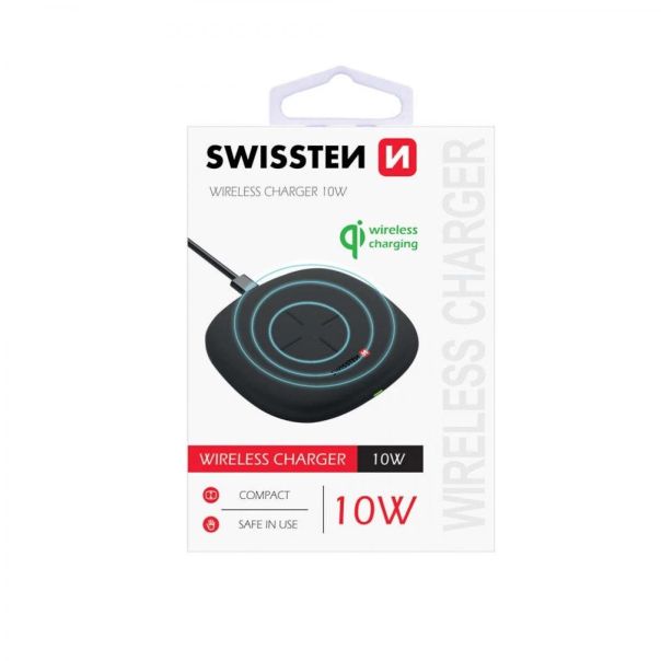 SWISSTEN Wireless punjač 10W + kabl USB-A/USB-C 1.5m, crna