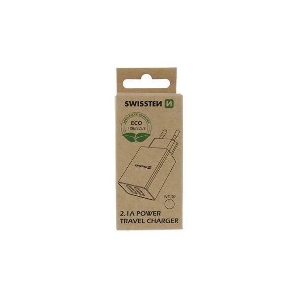 SWISSTEN Punjač Eco Pack 2x USB 2,1A , bela