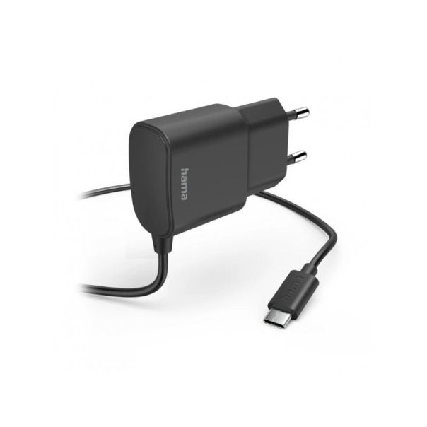 HAMA Kućni Punjač, USB Tip-C, 12W, 5V/2.4A, crna, 1m