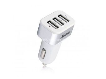 XWAVE Auto punjač/ 3xUSB 2A/ C22-3/ srebrna/bela