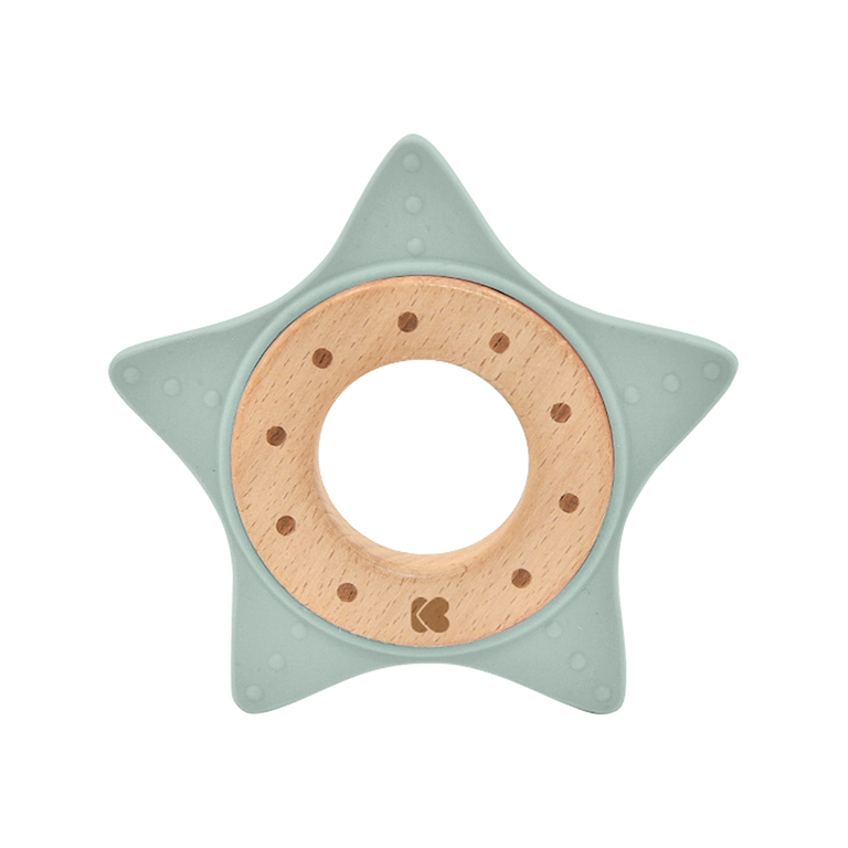 Kikka Boo Drvena igračka za bebe sa silikonskom glodalicom Star Mint KKB22059
