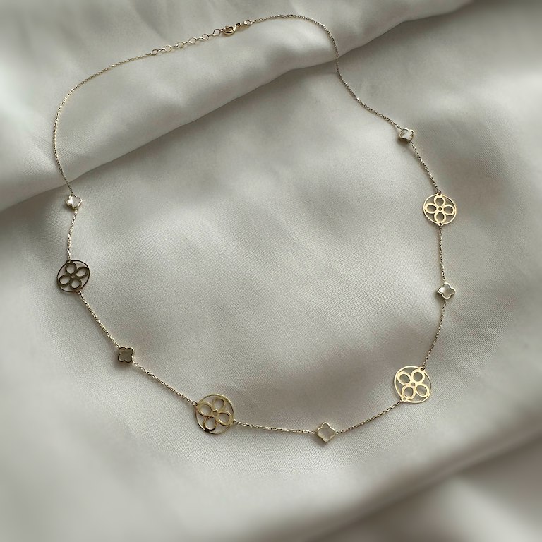 Moderna zlatna ogrlica sa detaljima od sedefa