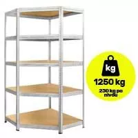 Ugaona metalna polica velike nosivosti 5x250kg 180x90x90x45cm