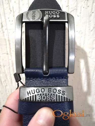 Novi muski kozni markirani kaisevi Hugo Boss u teget boji Novo