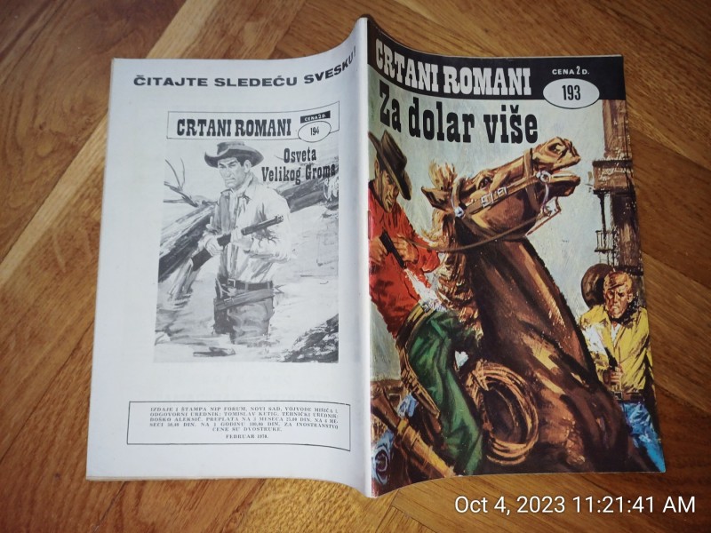 CRTANI ROMANI 193, ZA DOLAR VIŠE