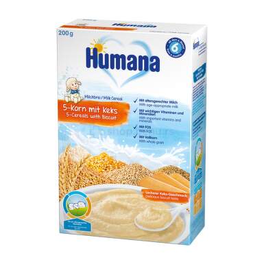 Humana mlečna kašica sa 5 vrsta žitarica i keksom, 200 g