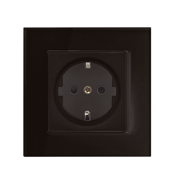 GERMAN TYPE SOCKET 16A GLASS FRAME BLACK