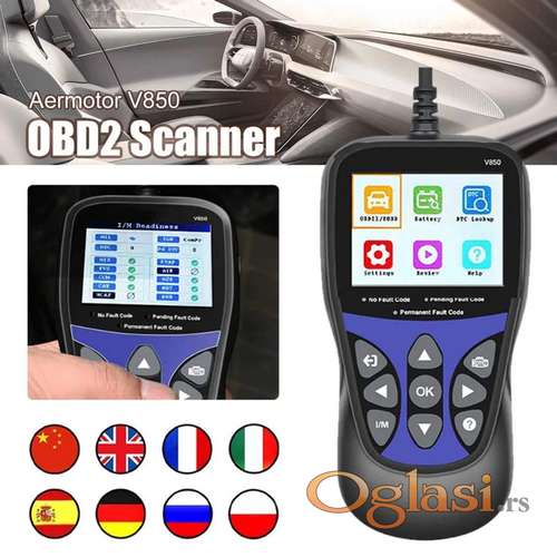 AERMOTOR V850 Auto Dijagnostika- Tester baterije OBD 2 EOBD CAN