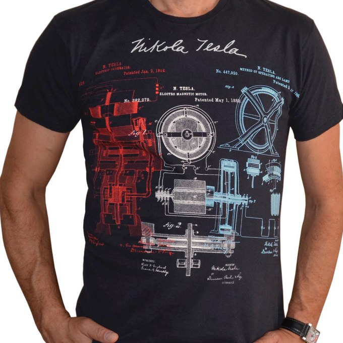 TESLA PATENTS, T-Shirt/majica, Crna