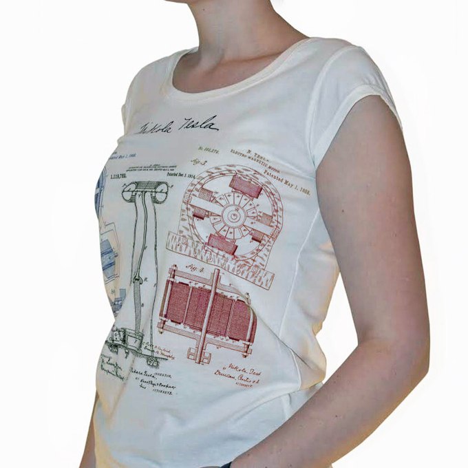 TESLA PATENTS Female, T-Shirt/majica na kratke rukave, Bela