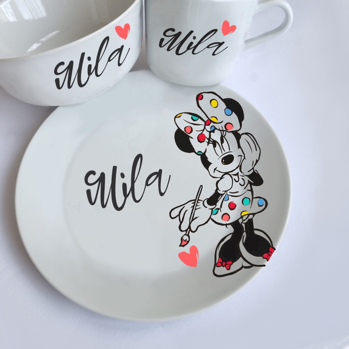 Dečiji personalizovani set od porcelana - Cute Minnie Mouse