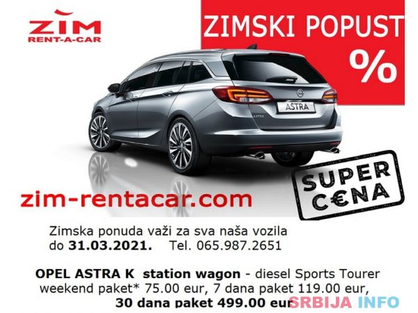 ZIM rent a car Beograd, najbolja zimska ponuda - paket cene