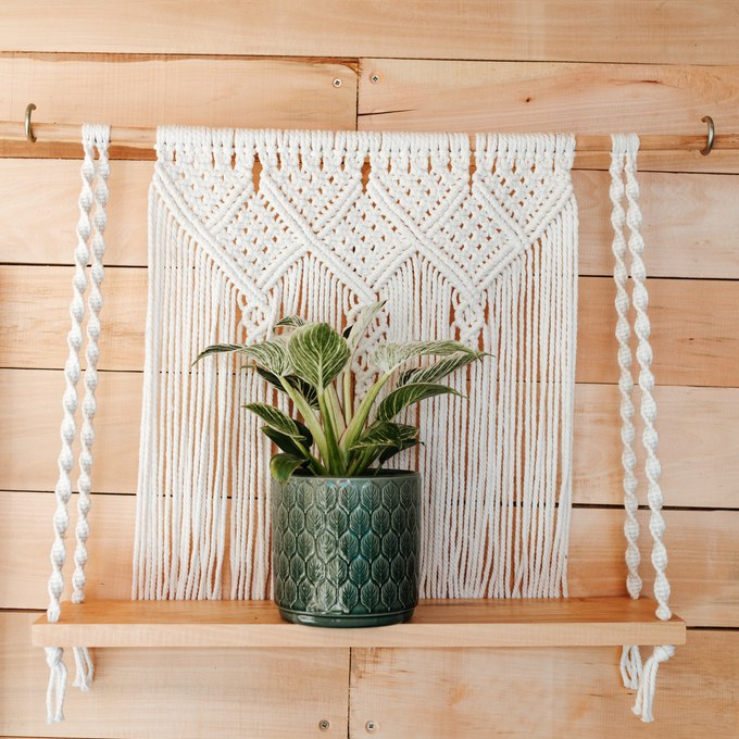 Macrame drvena polica