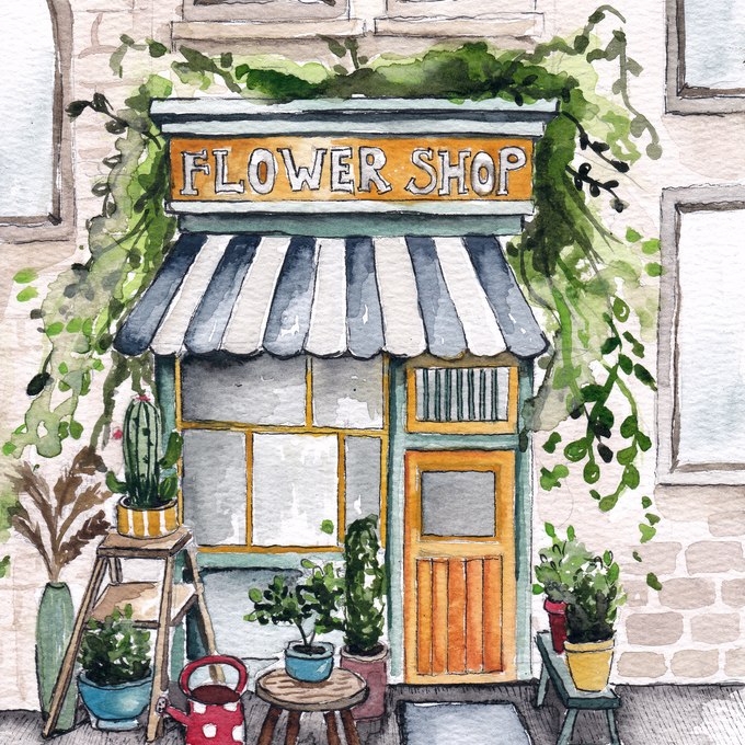 Ilustracija Flower shop - Art print