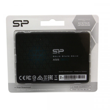 SSD 2TB SILICON POWER A55, SP002TBSS3A55S25, 2.5″, 7mm, SATA 3, 500/450 MB/s