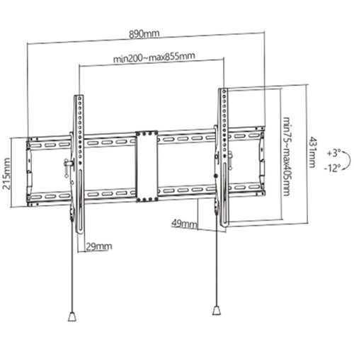 Gembird Zidni nosač VESA max 400x400mm 43”-90” | WM-90T-01