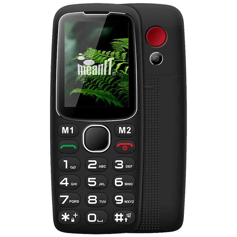 MeanIT Mobilni telefon, 2.4″ ekran, BT, SOS dugme, crni – Senior 10, Crni