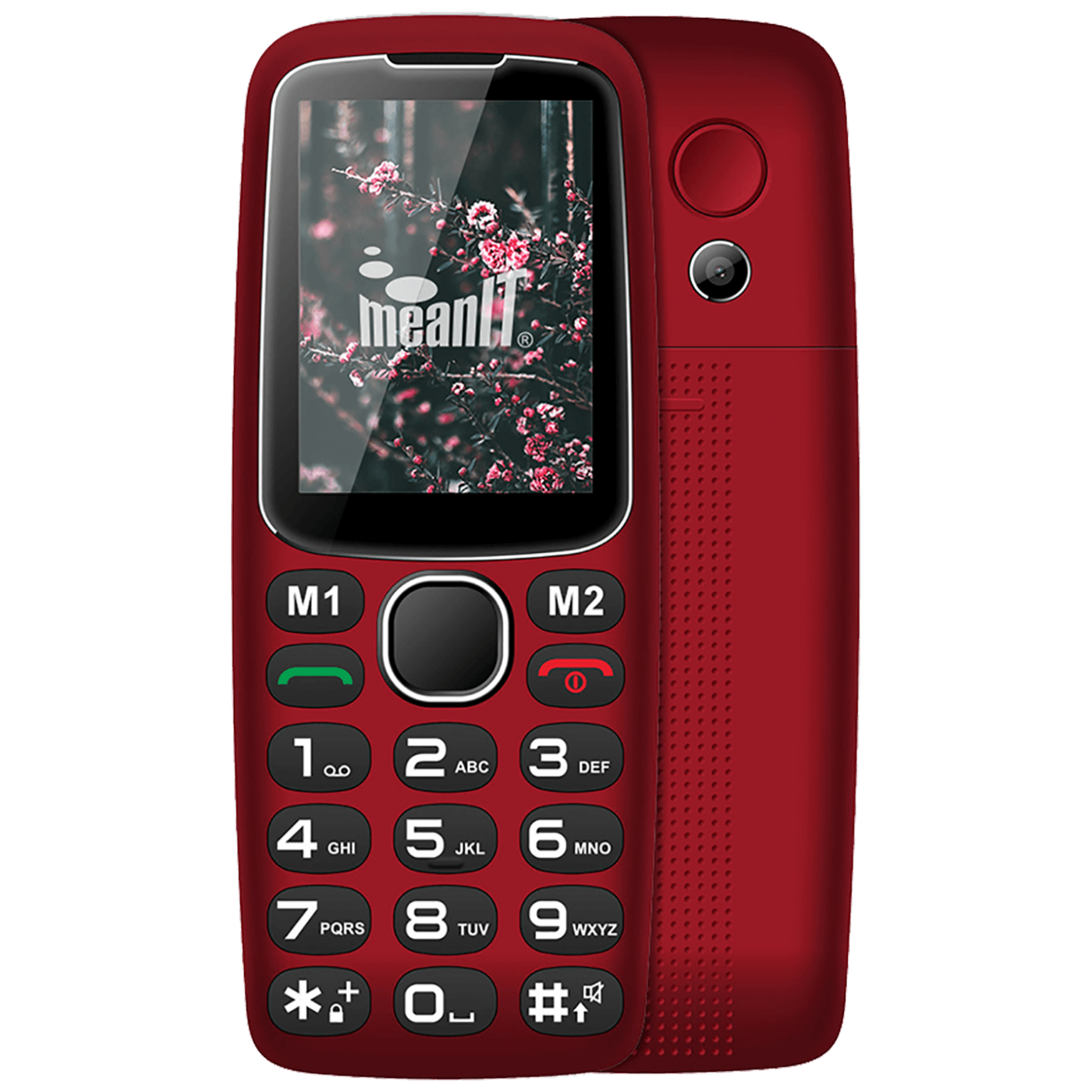 MeanIT Mobilni telefon, 2.4″ ekran, BT, SOS dugme, crveni – Senior 10, Crveni