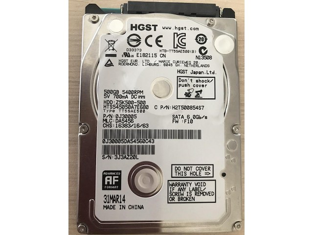 HDD HGST hard disk drive  2.5 500gb