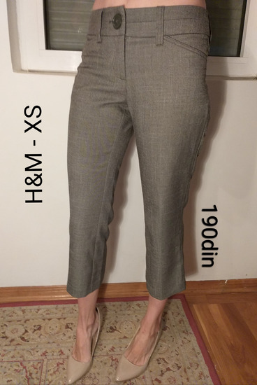 H&M ženske pantalone sive kapri XS/34