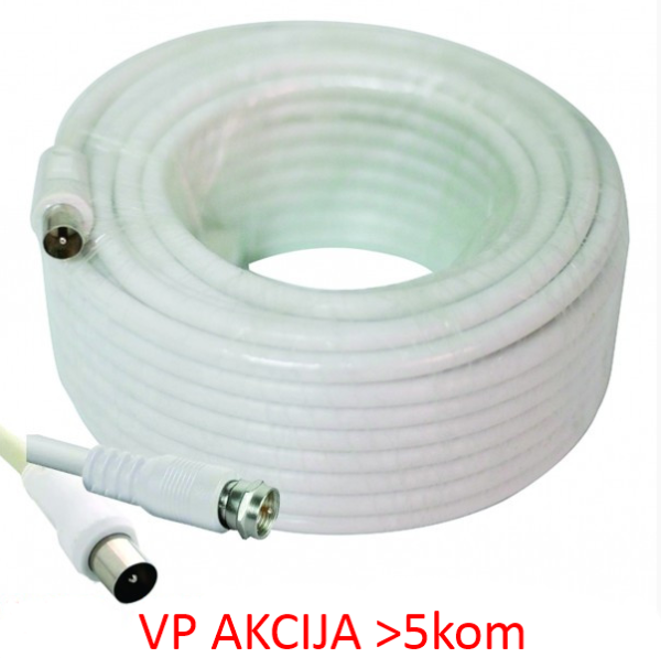 KABL-COAX-RG6/15 white (X553)** koaksialni kabl RG6 konektor F-male/IEC, conduct.18%, 6.5mm 15m